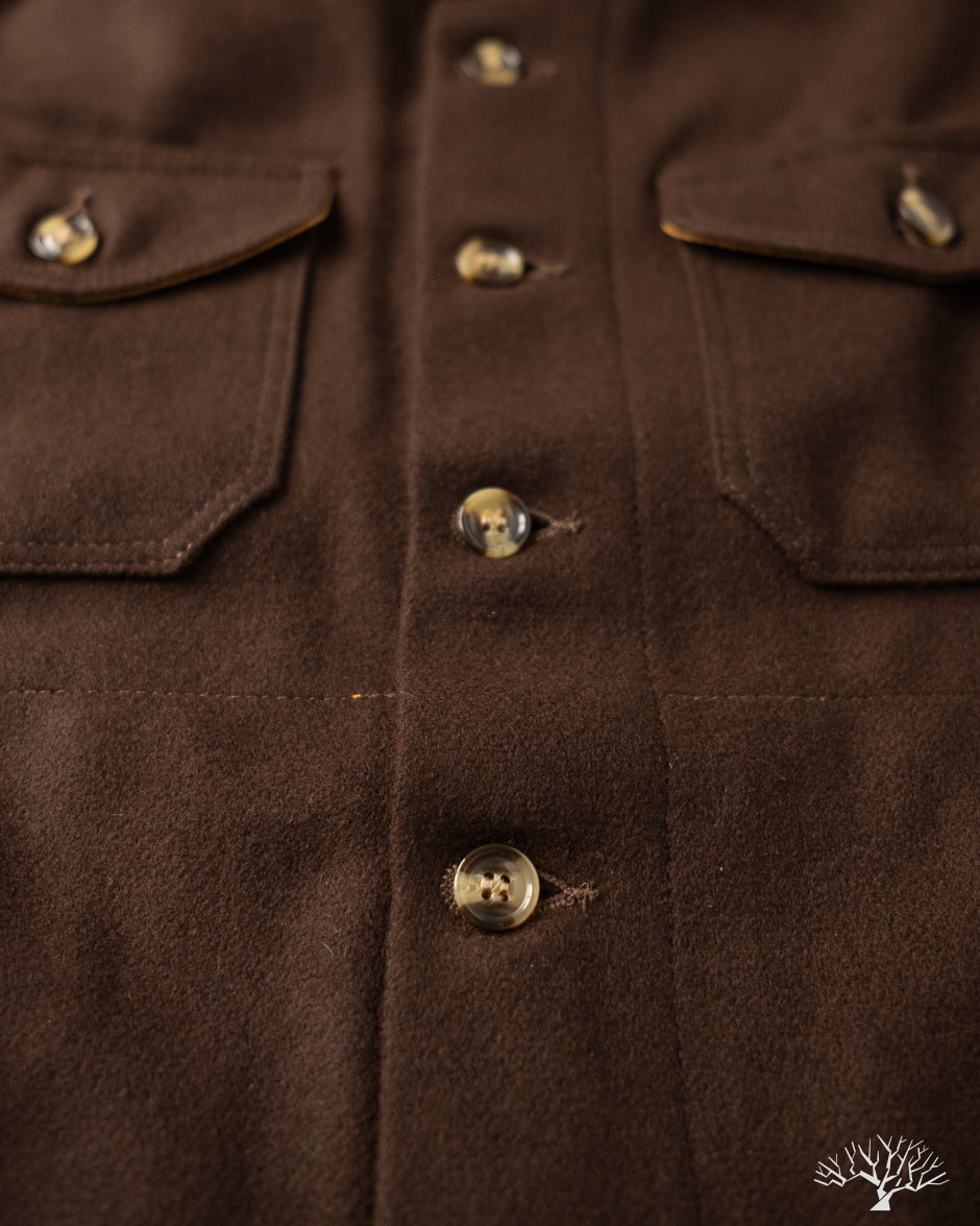 Dehen 1920 - Crissman Overshirt - Brown Melton Wool – Withered Fig