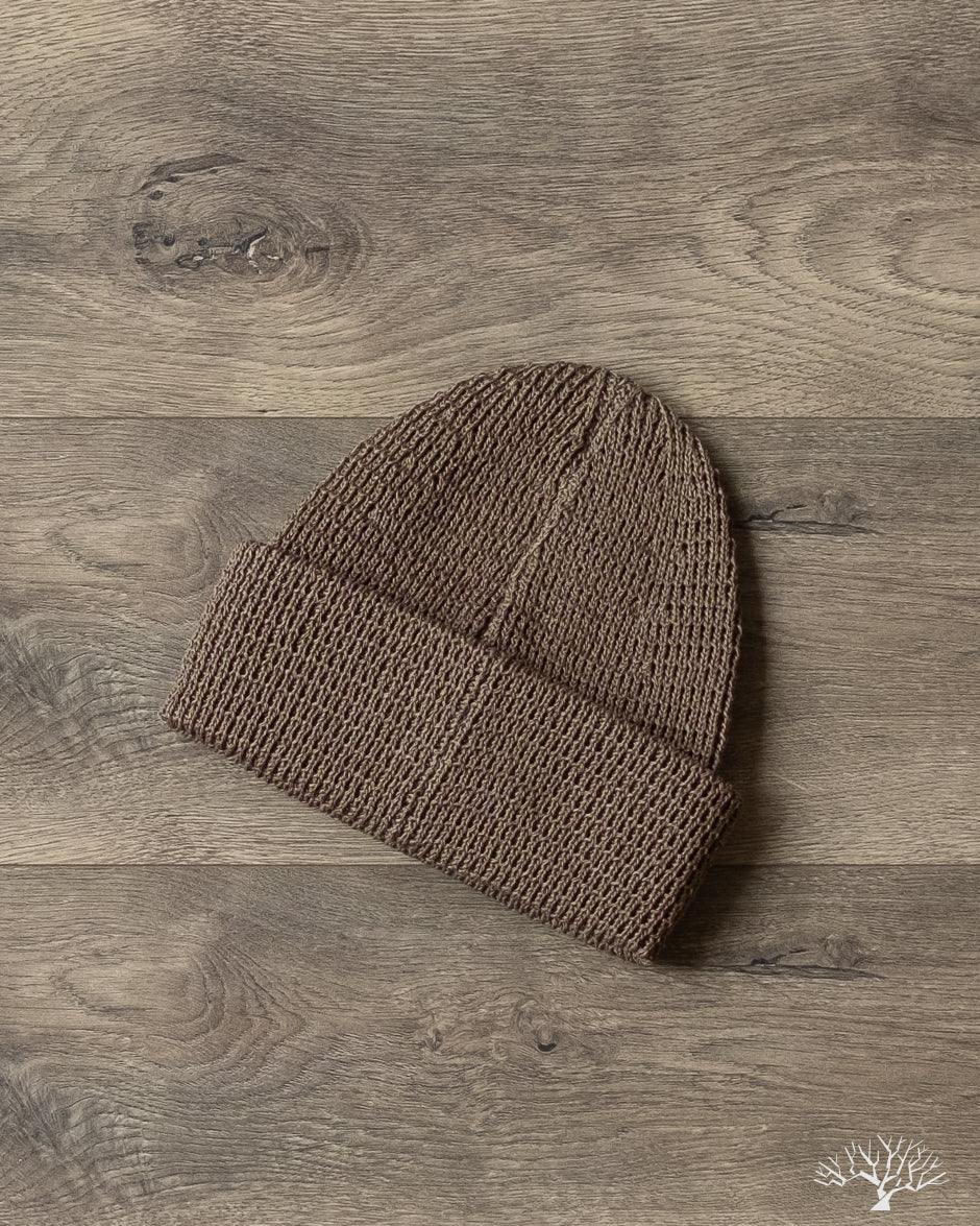 Câbleami - Linen-Like Cotton Watch Cap Double Rolled Cuff - Olive ...