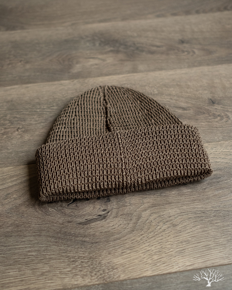 Câbleami - Linen-Like Cotton Watch Cap Double Rolled Cuff - Olive ...