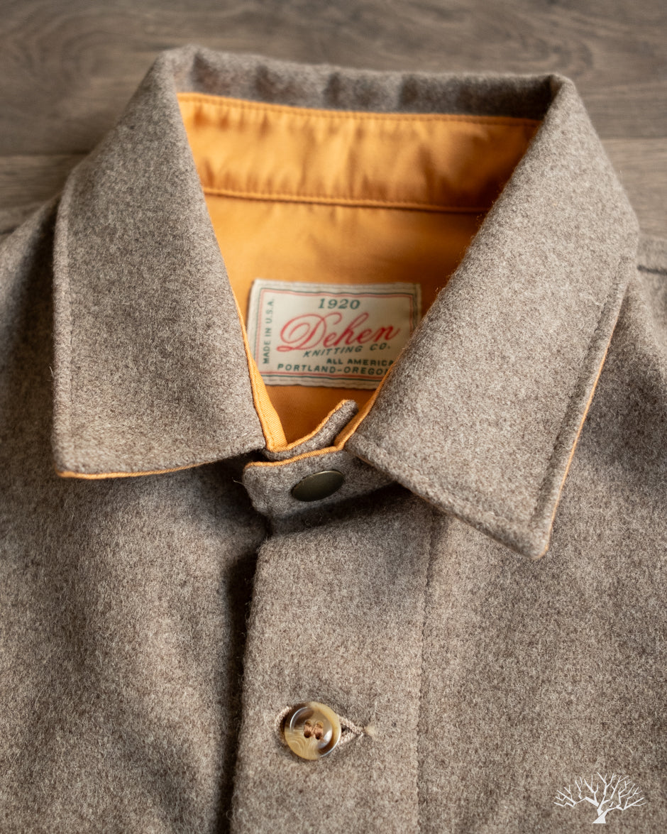 Dehen 1920 - Crissman Overshirt - Oatmeal Melton Wool – Withered Fig