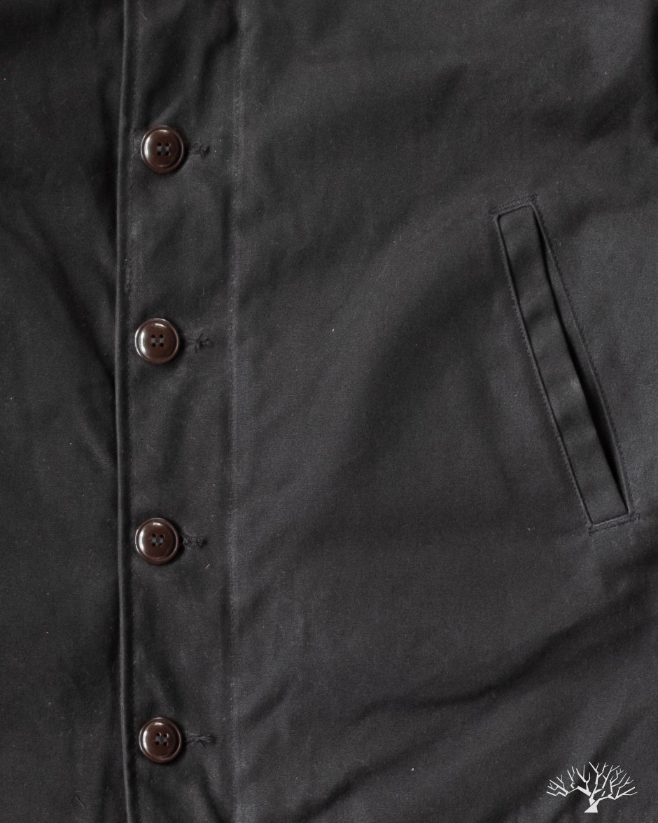Dehen 1920 - N-1 Deck Jacket - Black Waxed Canvas Kodiak Mouton ...