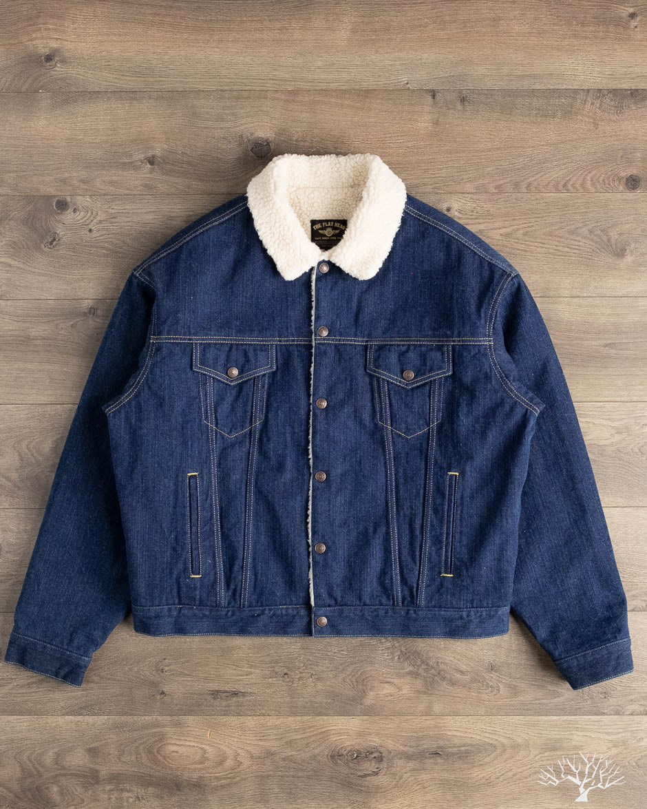 Flat Head - FN-OJ-B002 - 12.5oz Denim Boa Jacket – Withered Fig