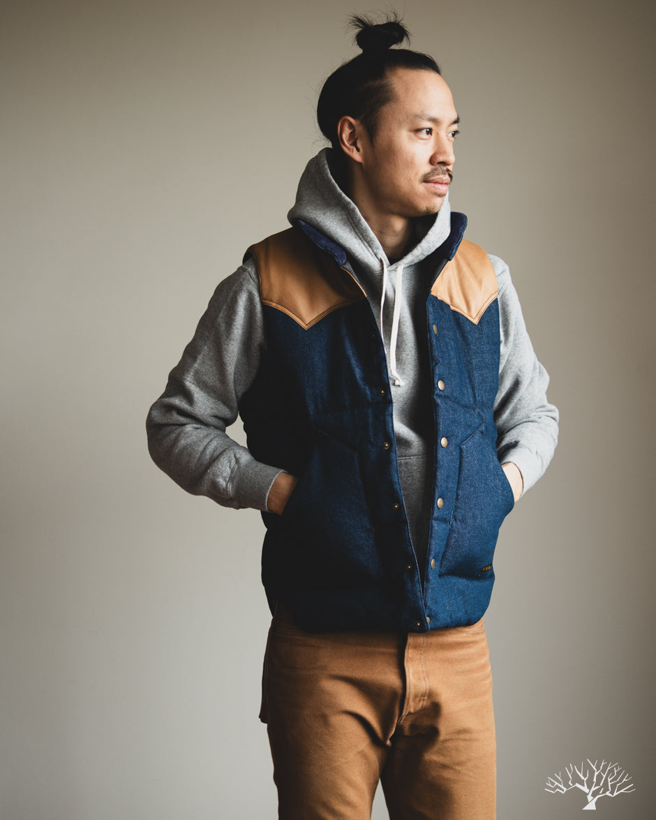 Flat Head - FN-OJ-DPV001 - 12.5oz Natural Indigo Denim Puff Vest ...
