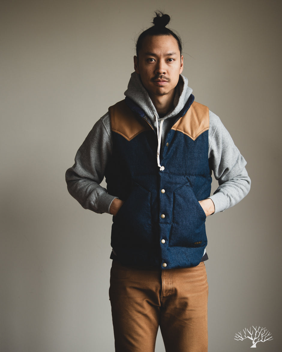 Flat Head - FN-OJ-DPV001 - 12.5oz Natural Indigo Denim Puff Vest ...