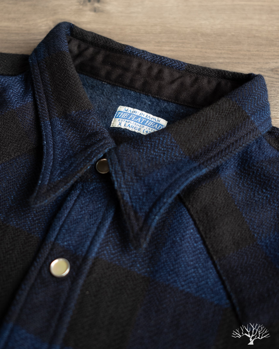 The Flat Head - FN-SNW-101LSP - Block Check Flannel Western Shirt ...