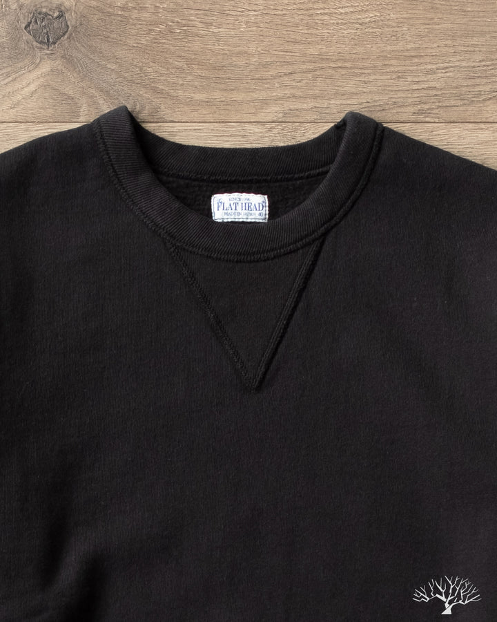 The Flat Head - FN-SWC-301 - Loopwheel Crew Neck Sweatshirt - Black – Withered Fig