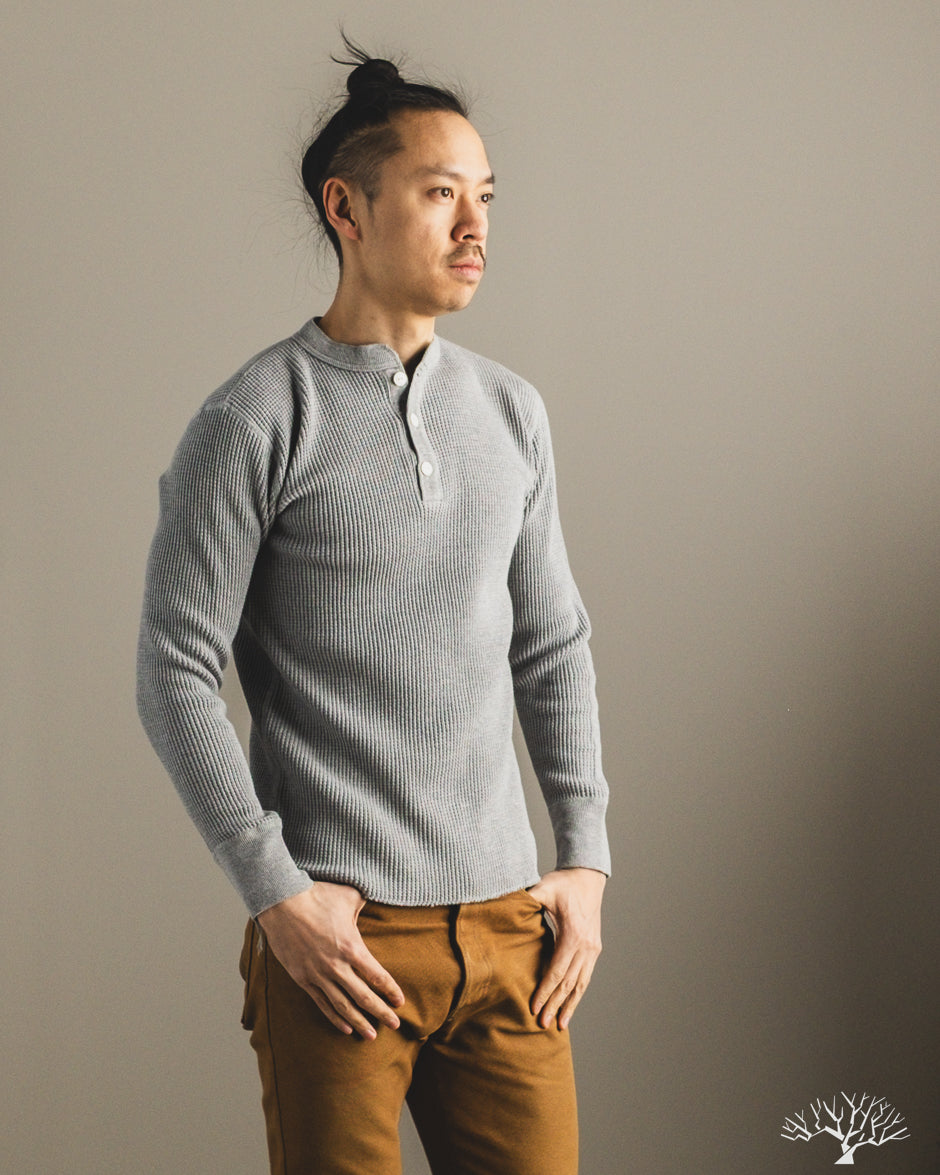 Iron Heart - IHTL-1213-GRY - Waffle Knit Long Sleeve Thermal Henley ...