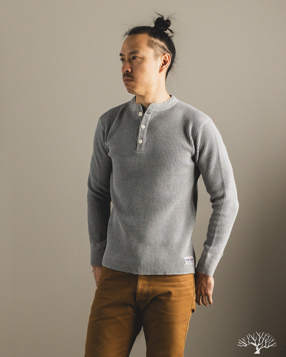 Iron Heart - IHTL-1213-GRY - Waffle Knit Long Sleeve Thermal Henley ...