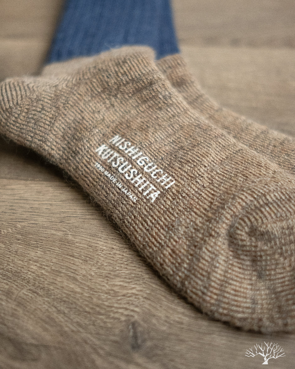 Nishiguchi Kutsushita - Mohair Wool Pile Socks - Navy – Withered Fig