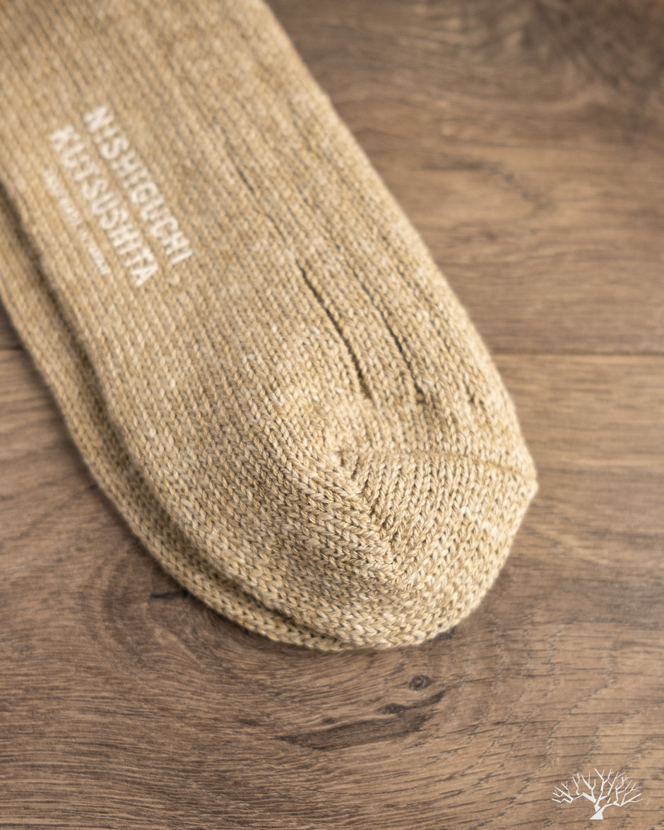 Nishiguchi Kutsushita - Wool Cotton Slab Socks - Red – Withered Fig