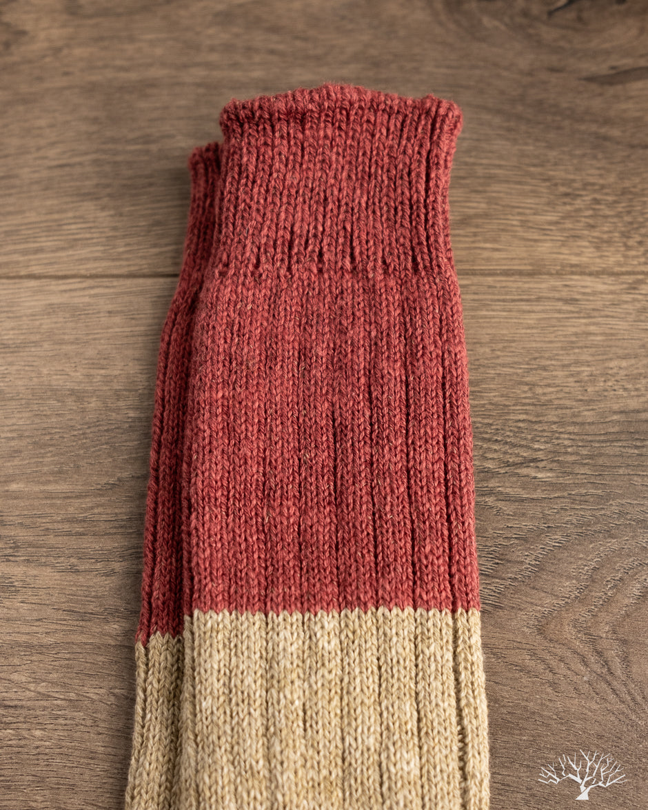 Nishiguchi Kutsushita - Wool Cotton Slab Socks - Red – Withered Fig