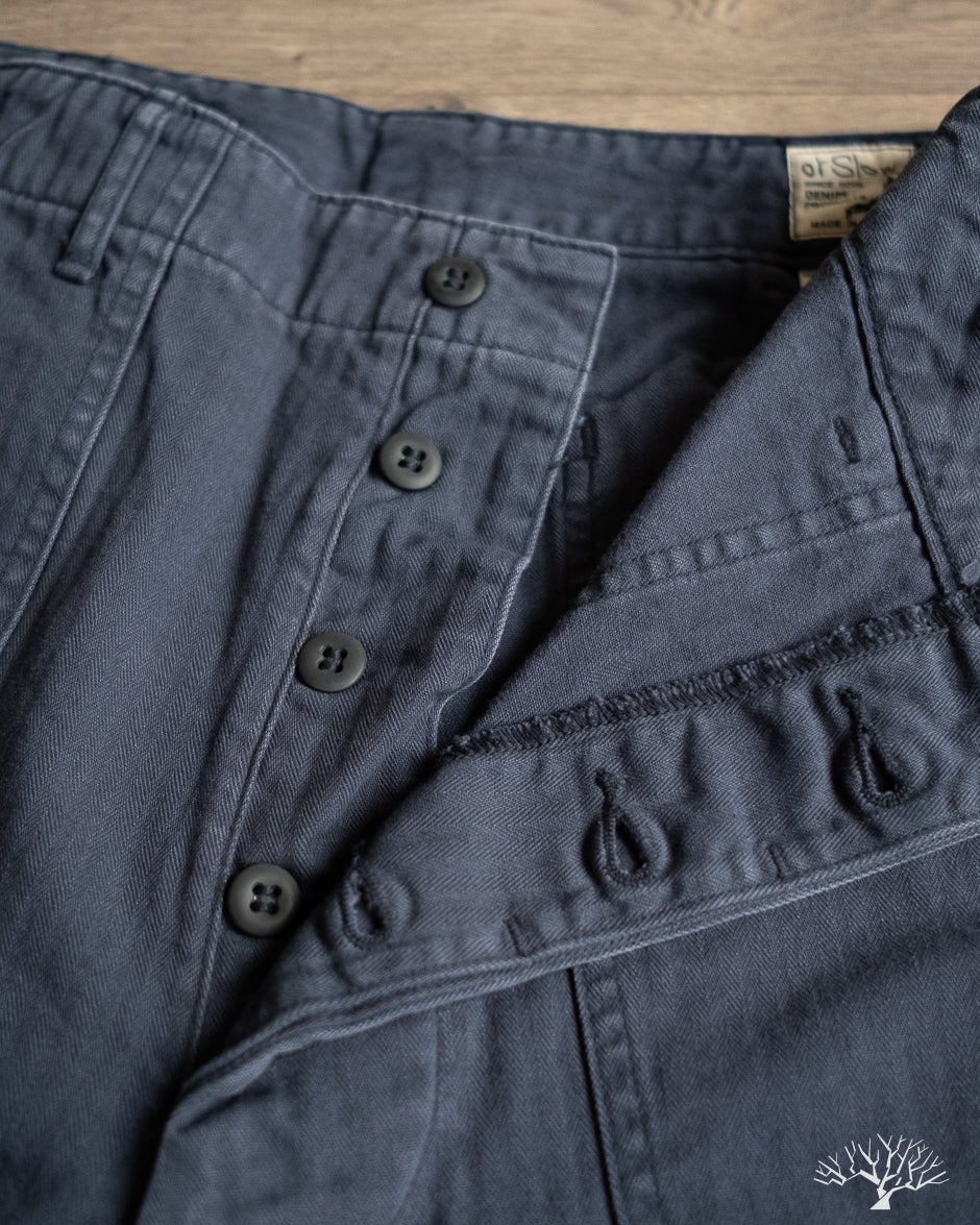 orSlow - Summer Fatigue Pants - Navy Herringbone Twill – Withered Fig