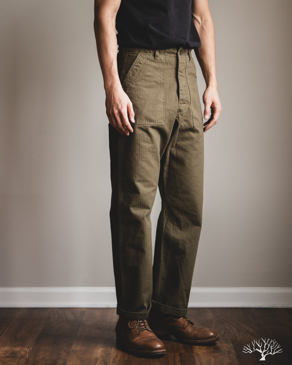 orSlow - Vintage Fit Fatigue Pants - Herringbone Army Green – Withered Fig