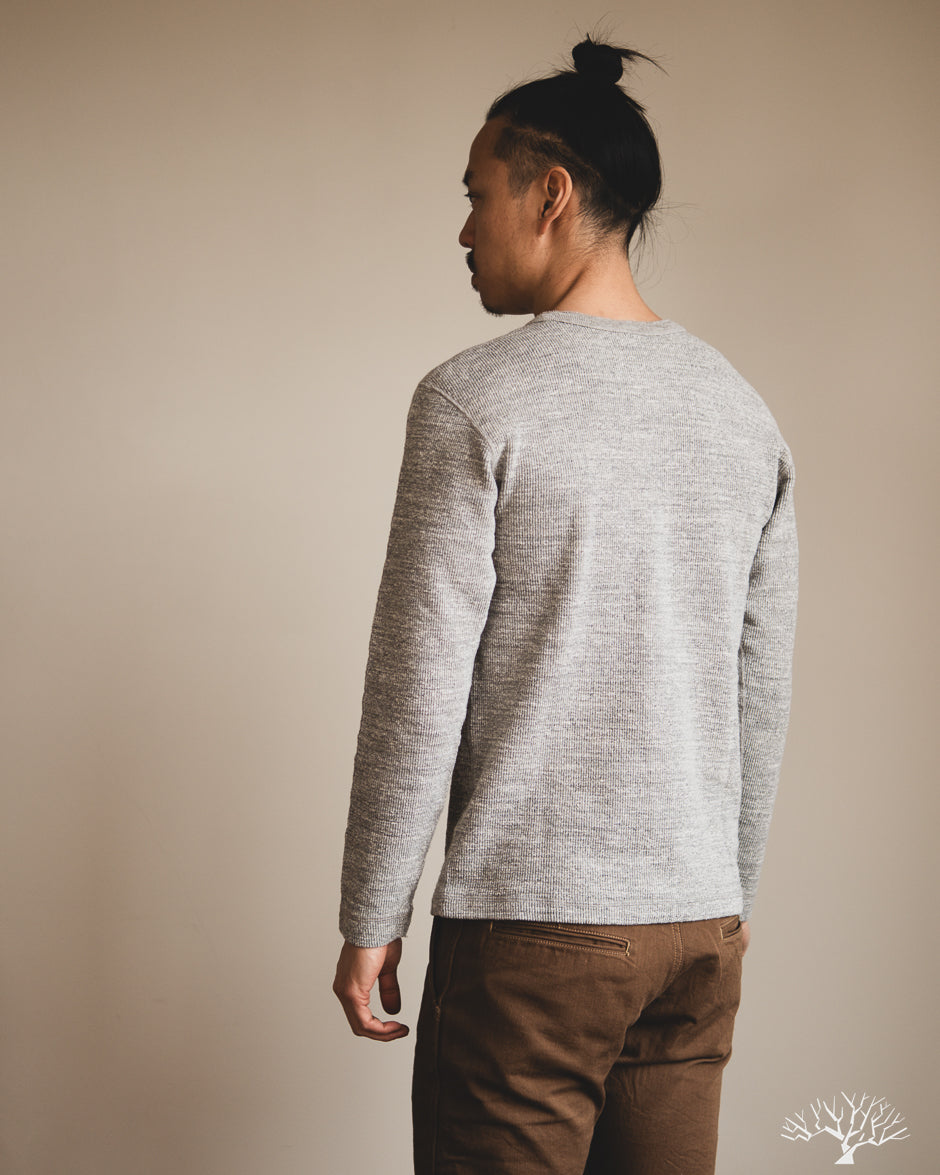 UES - Single Rib Knit Long Sleeve Henley T-Shirt - Gray – Withered Fig
