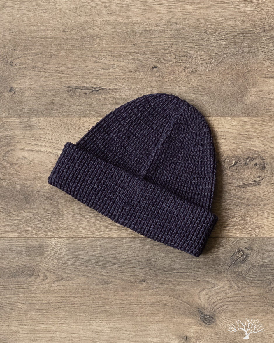 Câbleami - Linen-Like Cotton Watch Cap Double Rolled Cuff - Navy ...